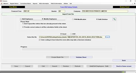 Import Excelcsv For Salary Details Updation Addmodify Pan Bulk