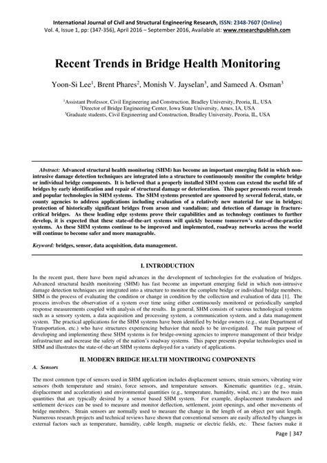 PDF Recent Trends In Bridge Health Monitoring