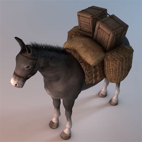 Loaded Pack Mule 3d Model