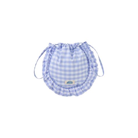 이미스 체크 스트링 에코백 스카이 블루 Emis Kream