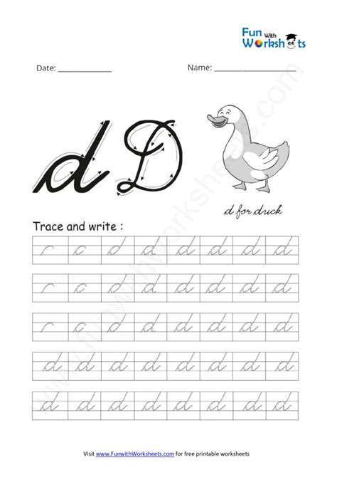 Letter D Cursive Worksheet