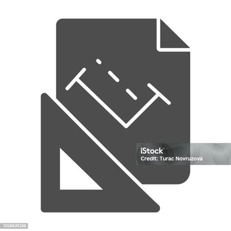 눈금자 및 스케치 솔리드 아이콘입니다 기술 도면 시트 및 삼각형 교육 벡터 디자인 개념 흰색 배경에 글리프 스타일 그림 건설 산업에 대한 스톡 벡터 아트 및 기타 이미지