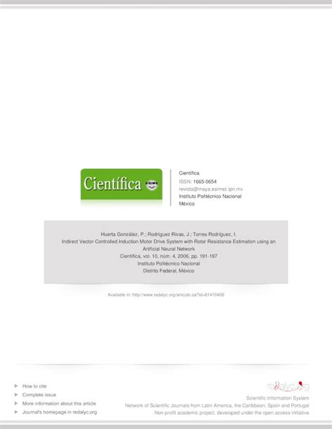 Pdf Redalyc Indirect Vector Controlled Induction Motor … · Revista Maya Esimez Indirect