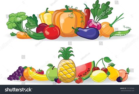 Cartoon Vegetables And Fruits Stock Vector Illustration 131107040
