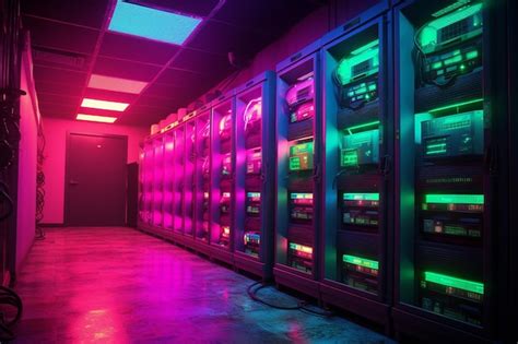 Premium Photo Server Room Under Emergency Lights During A Power Outage