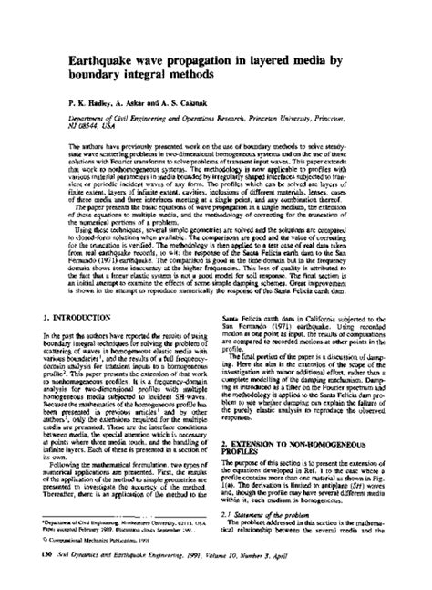 pdf earthquake wave propagation in layered media by boundary integral