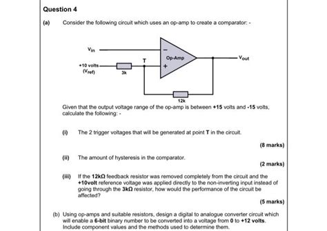 Solved Consider The Following Circuit Which Uses An Op Chegg