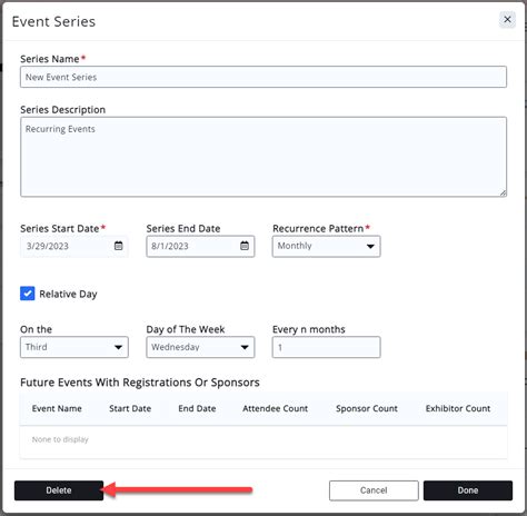 Delete A Recurring Event Schedule GrowthZone