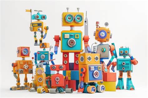 A Group Of Robots Are Standing Together On Background Premium Ai Generated Image