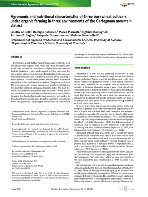 Pdf Agronomic And Nutritional Characteristics Of Three Buckwheat