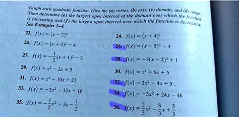solved graph each quadratic function give ihe a vertex 6 axis