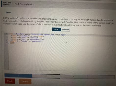 solved fill the validateform function to check that the