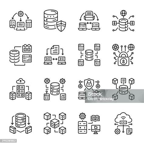 선형 데이터베이스 보안 아이콘 세트 데이터베이스에 대한 스톡 벡터 아트 및 기타 이미지 데이터베이스 모금 벡터 Istock