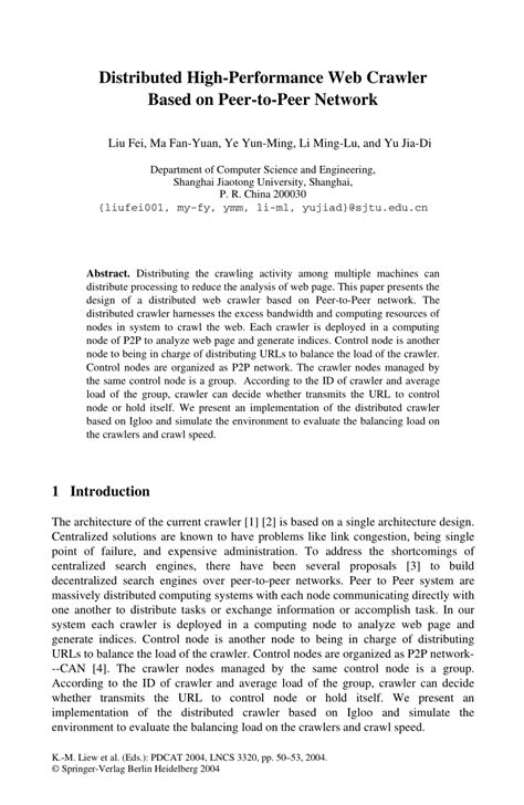 Pdf Distributed High Performance Web Crawler Based On Peer To Peer