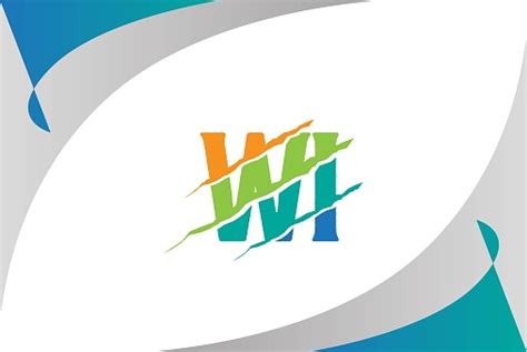 스크래치 효과 와 오렌지 녹색 파란색 Wi 편지 템플릿 로고 디자인 갈고리 발톱에 대한 스톡 벡터 아트 및 기타 이미지