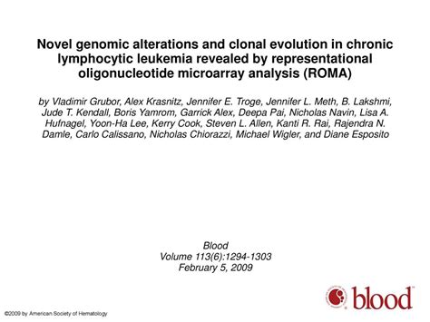 novel genomic alterations and clonal evolution in chronic lymphocytic