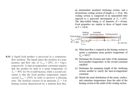 Solved A Liquid Food Product Is Processed In A