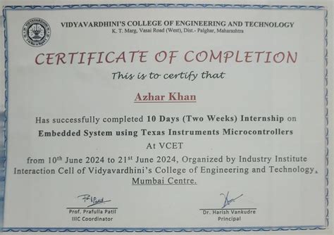 Azhar Khan On Linkedin Embeddedsystems Microcontrollers Internship