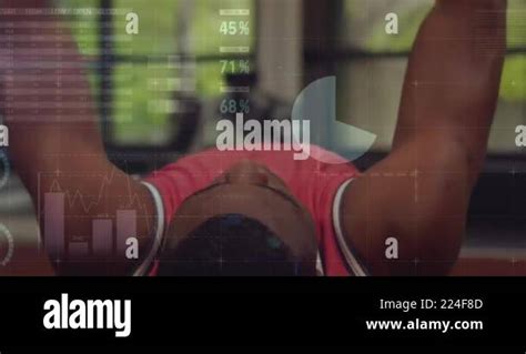 Exercising In Gym Person With Data Visualization Animation On Screen