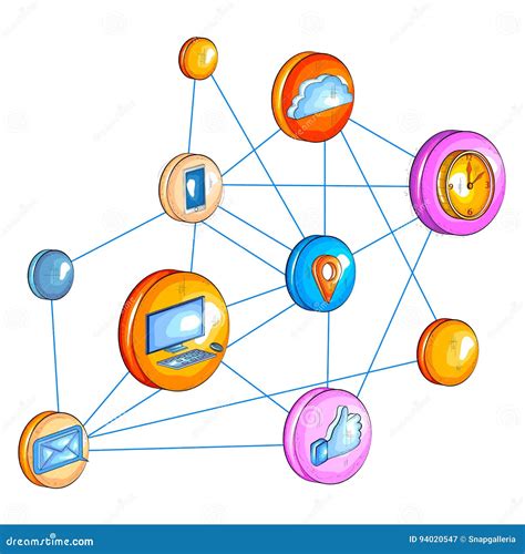 Flat Style 3d Isometric View Of Cloud Computing Network Stock Vector