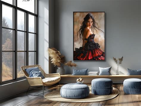 Printable Passion In Red Poster Elegant Woman Romantic Art