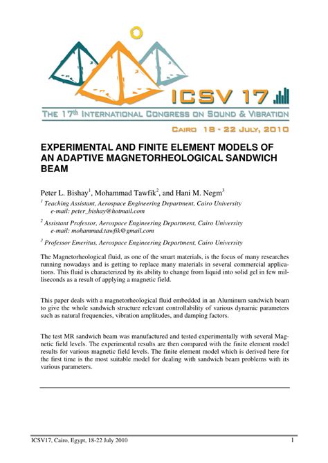 Pdf Experimental And Finite Element Models Of An Adaptive