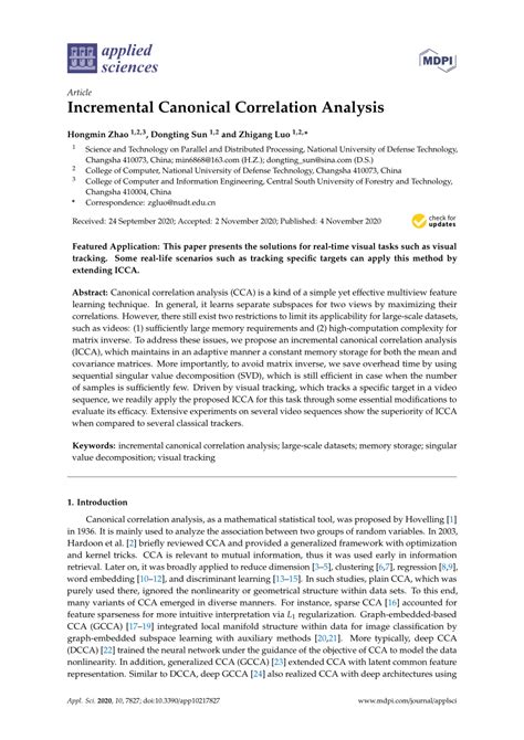 Pdf Incremental Canonical Correlation Analysis