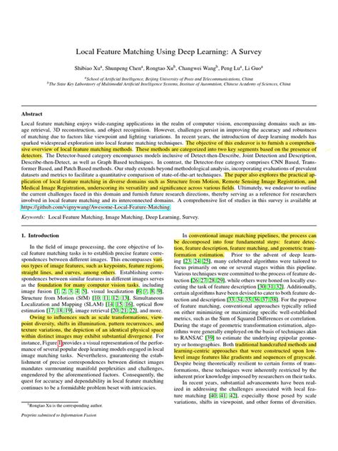 Local Feature Matching Using Deep Learninga Survey Pdf Deep Learning Finite Element Method