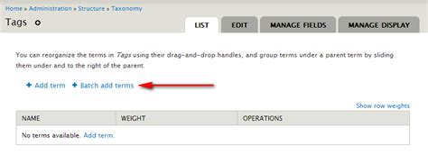 Batch Add Terms Drupal Org