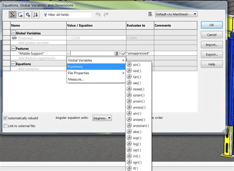 solidworks utilizing equations to help automate your design