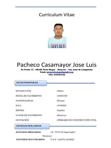 Curriculumvitae 2 Pdf Lima