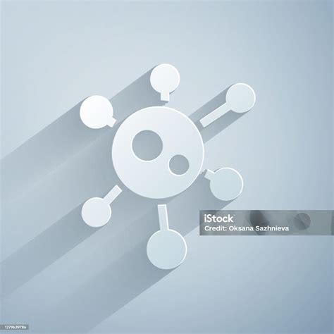 회색 배경에서 격리된 바이러스 아이콘을 용지 잘라냅니다 코로나 바이러스 2019ncov 박테리아와 세균 세포암 미생물 곰팡이 종이 아트 스타일 벡터 일러스트레이션 긴에 대한