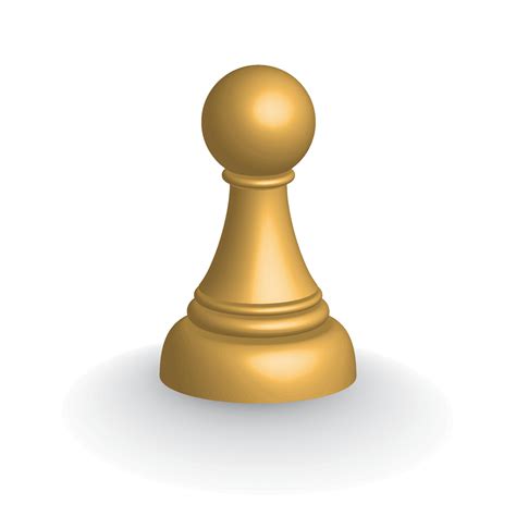3d Gold Castlechess Pawn Isolated On White Background Isometric Chess Piece Icon Vector