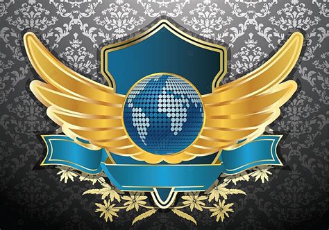 글로브와 날개가 있는 빈티지 엠블럼 배경 창조적 디자인 날개 배경 일러스트 및 사진 무료 다운로드 Pngtree