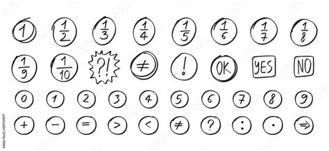 Math Numbers Doodle Hand Drawn Icon Outline Drawing Math Numbers And Fractions In Mathematics