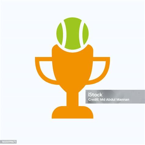 테니스 선수권 대회 트로피 로고 디자인 컨셉 테니스 공과 트로피 아이콘 개념에 대한 스톡 벡터 아트 및 기타 이미지 개념