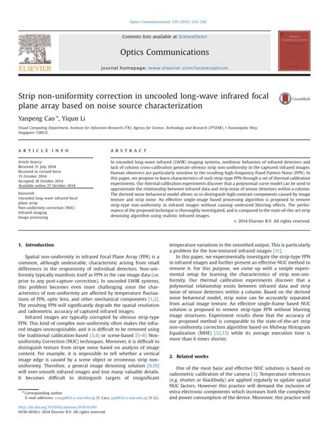 PDF Strip Non Uniformity Correction In Uncooled Long Wave Infrared Focal Plane Array Based On