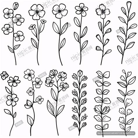 Ai创作图简笔画植物插画 植物简笔画素材 简笔花朵 植物花朵描线 植物简笔花纹 植物花卉勾线 手绘勾线植物花草设计 简笔花卉 花草图案描线 插画描线花朵 手绘小花朵 手绘小花 简易手绘花 手绘