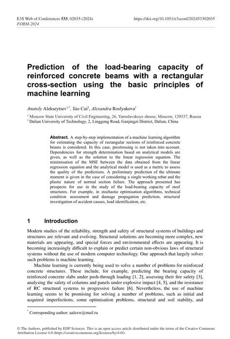 Pdf Prediction Of The Load Bearing Capacity Of Reinforced Concrete Beams With A Rectangular