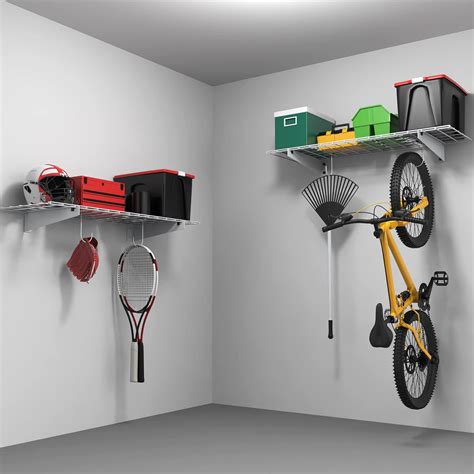 Wfx Utility™ Floating Garage Shelf With Extra Hooks Space Saving Wall