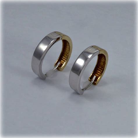 9ct Yellow And White Gold Reversible Hoop Earrings Mr Allan Jewellers