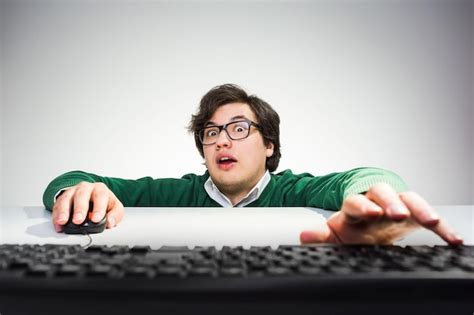 Premium Photo Man Reaching Keyboard