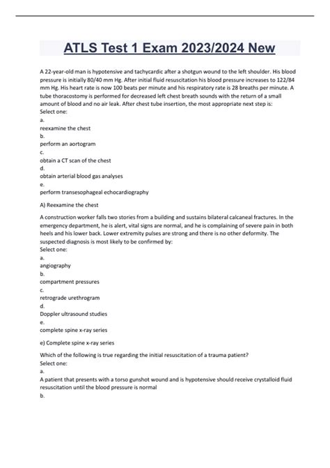 Atls Test 1 Exam 2023 2024 New Atls Stuvia Us