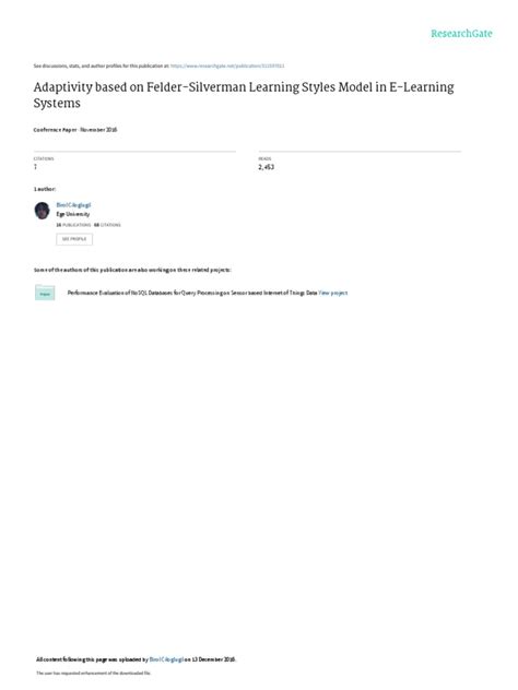 Adaptivity Based On Felder Silverman Learning Styles Model In E Learning Systems Pdf