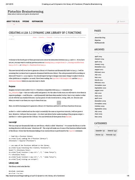 Creating A Lua 52 Dynamic Link Library Of C Functions Pdf Library
