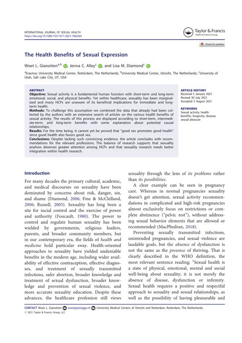 PDF The Health Benefits Of Sexual Expression