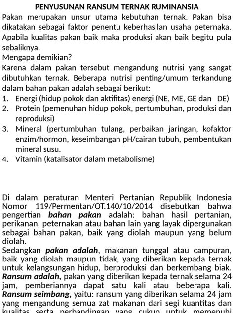 Formulasi Pakan Ternak Ruminansia Pdf