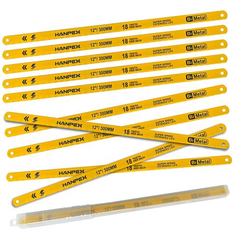 Hanpex Hacksaw Replacement Blades 10 Pack High Speed 18 Tpi 12 Length Hack Saw Blade Bi