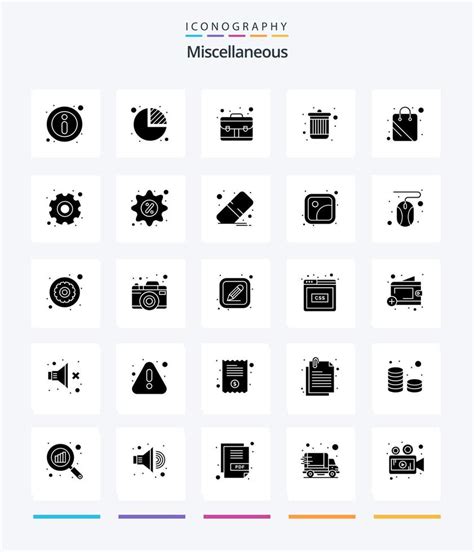 Creative Miscellaneous 25 Glyph Solid Black icon pack Such As shop.. briefcase. trash. delete ...