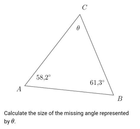 Calculate the size of the missing angle represented by θ